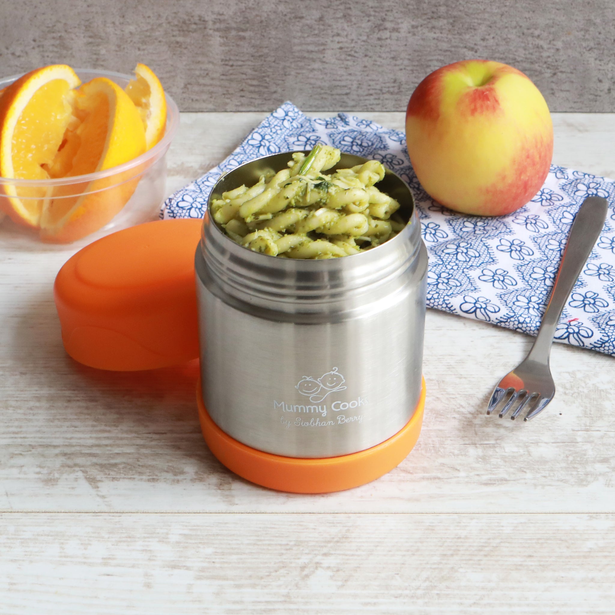 300ml Orange Food Flask - Animal Stickers – Mummy Cooks